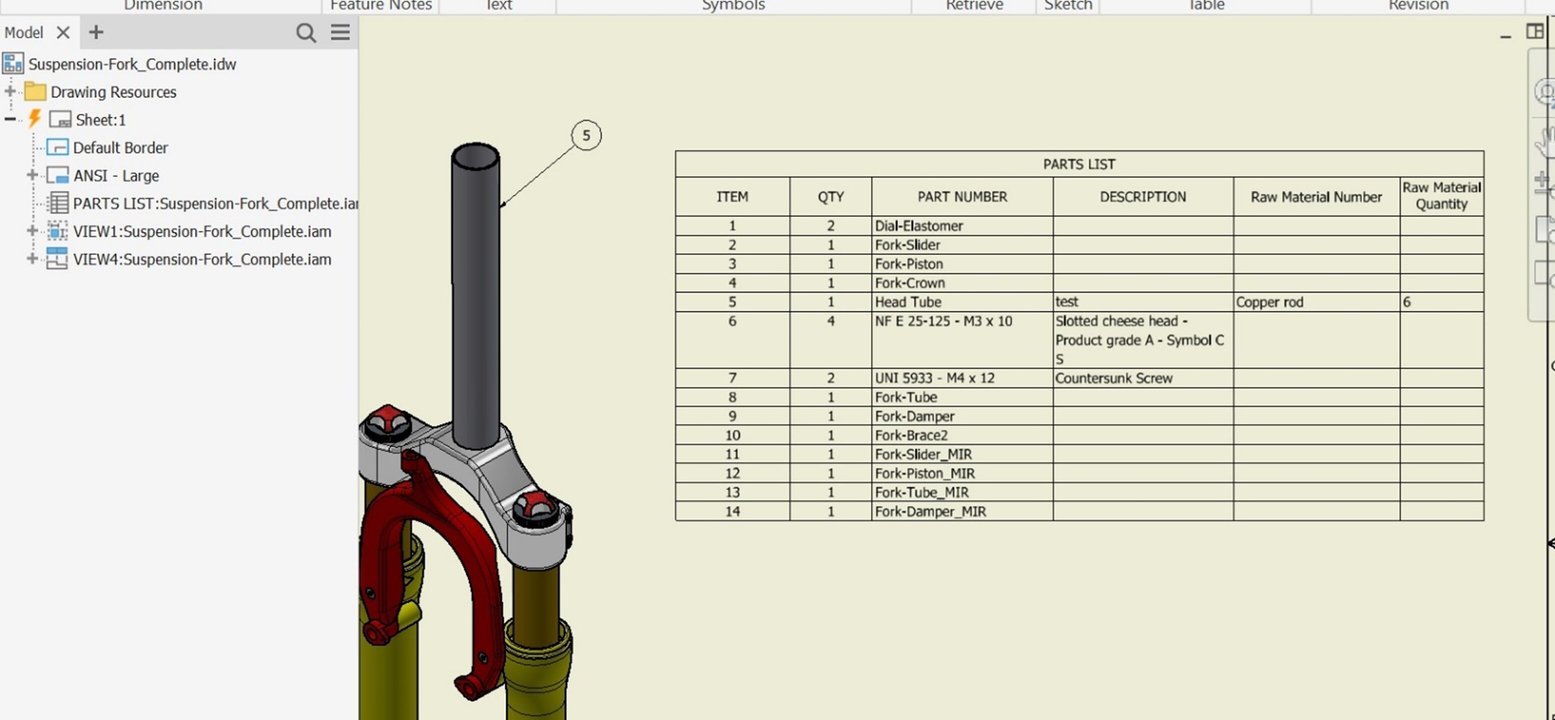 Handling Raw Materials in Drawings Title Block – Parts List