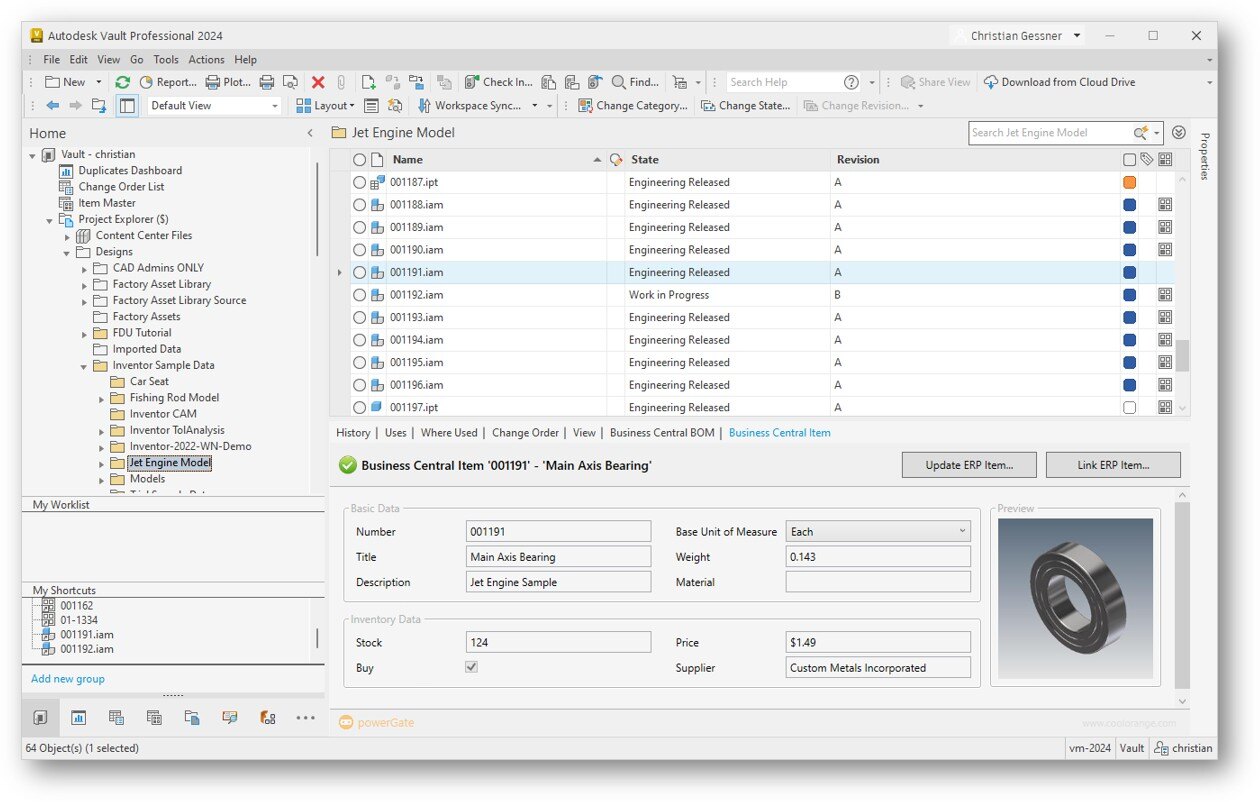 Connecting Autodesk Vault to an ERP System through powerGate